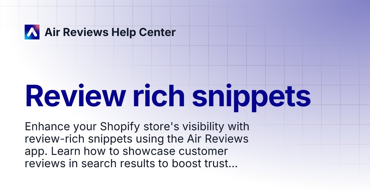 Review rich snippets | Air Reviews Help Center