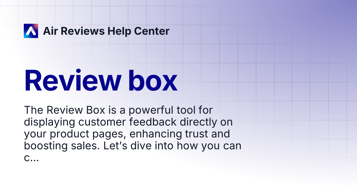 Review box | Air Reviews Help Center
