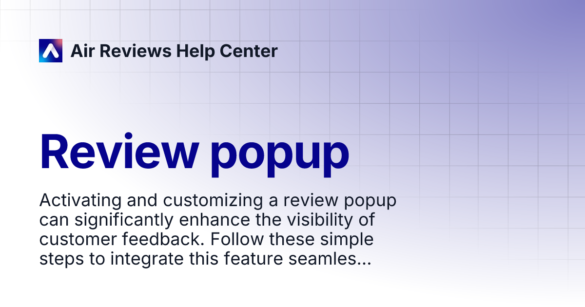 Review popup | Air Reviews Help Center