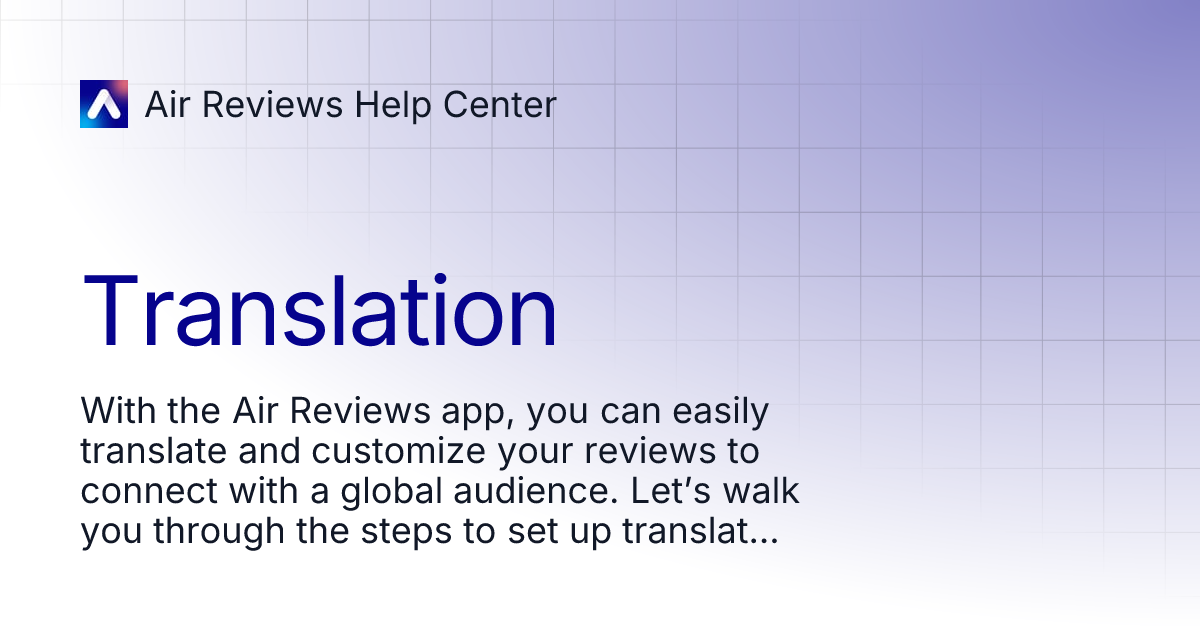 Translation | Air Reviews Help Center