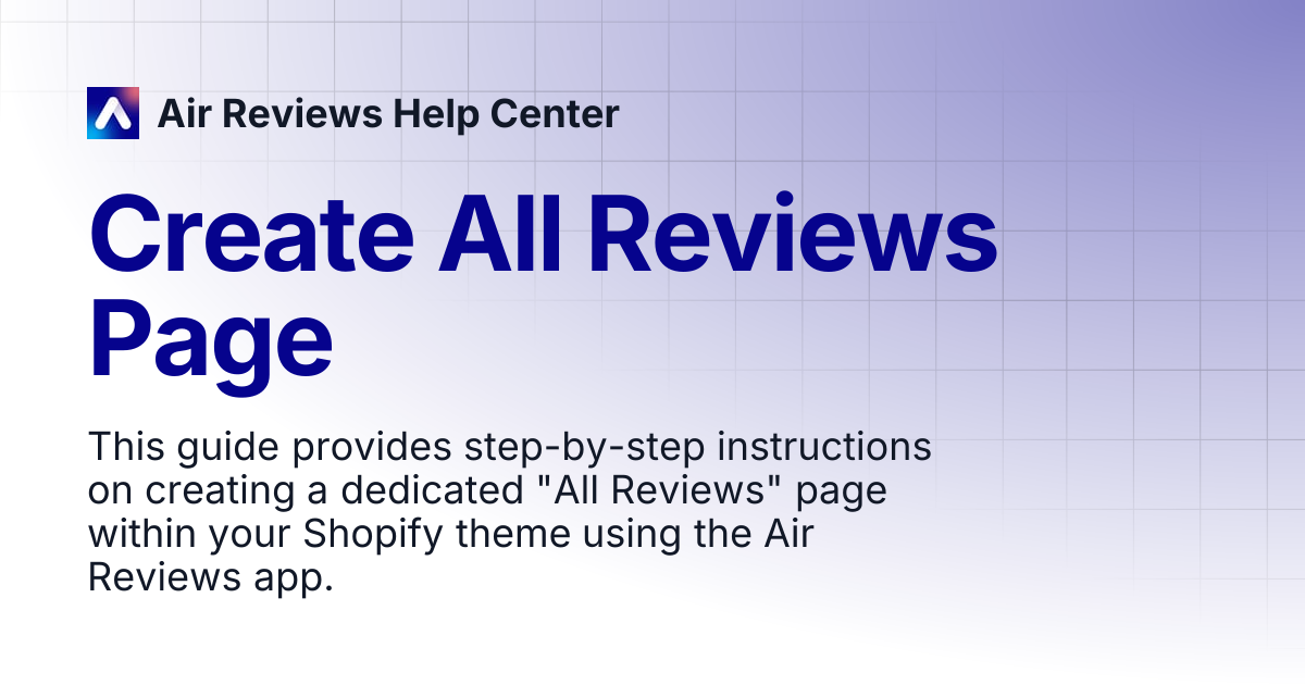 Create All Reviews Page | Air Reviews Help Center