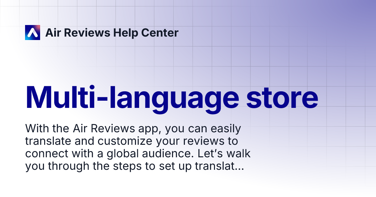 Multi-language store | Air Reviews Help Center